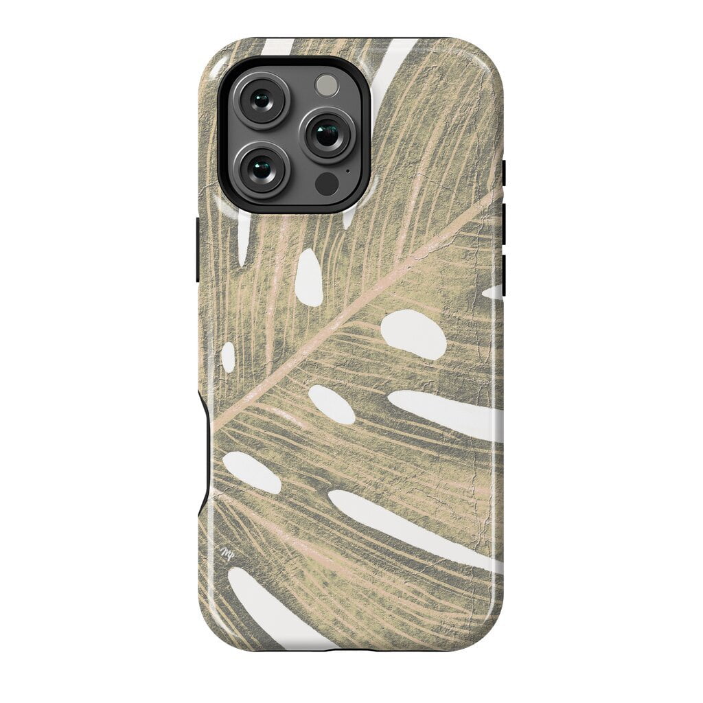 Beige Monstera Leaf Phone Case Nature Inspired Protective Cover iPhone ...