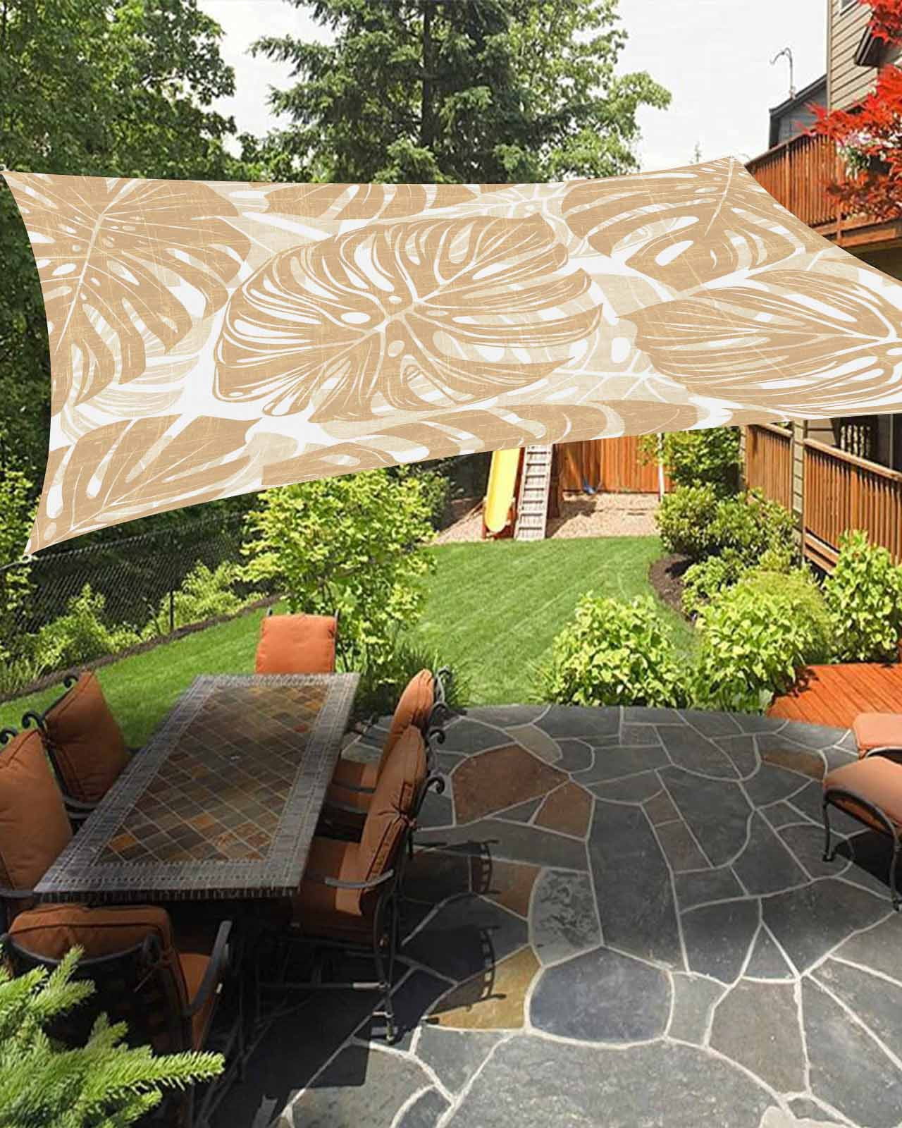 Beige Monstera Leaf Sun Shade Sail 8'X10' Summer Botanical Tropical ...