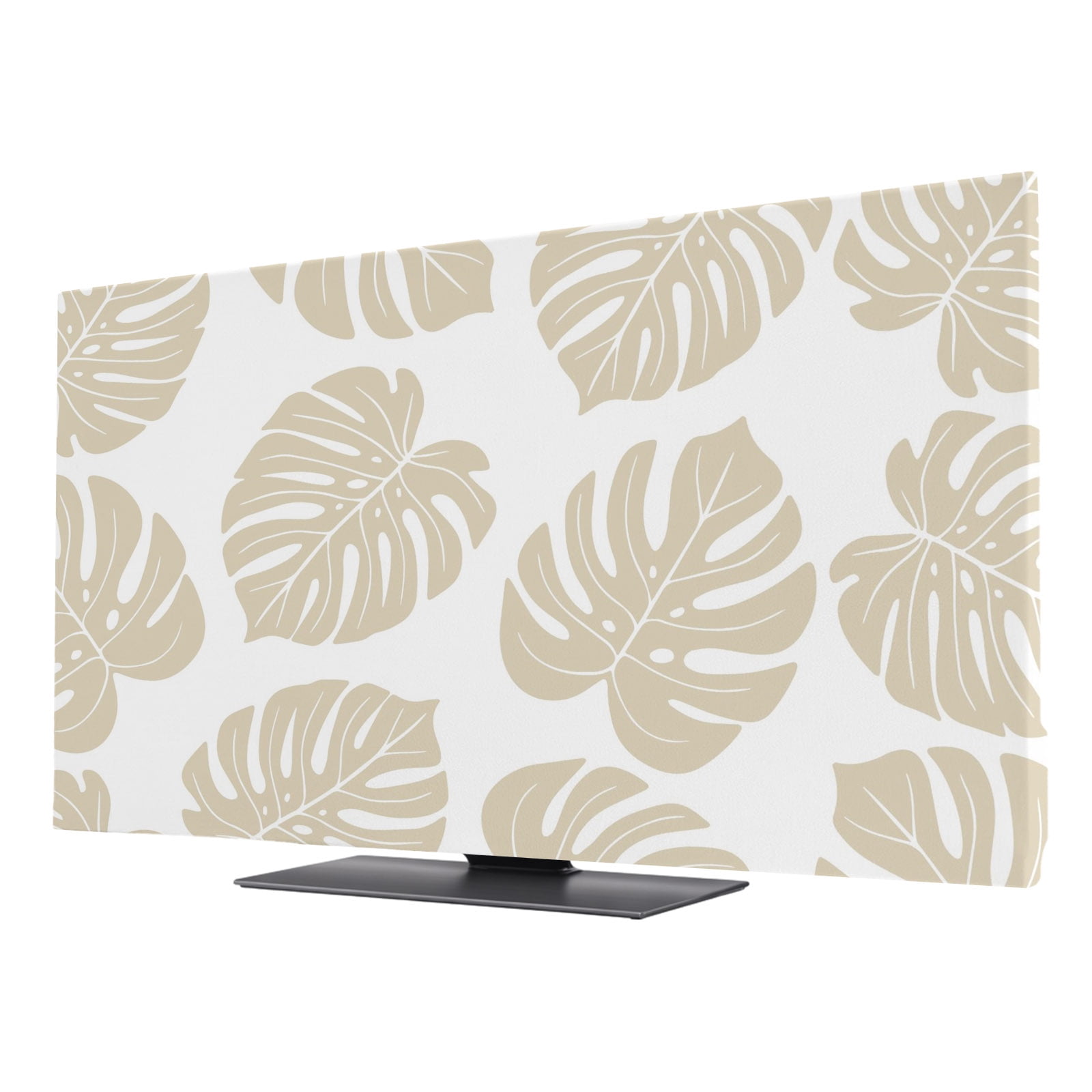 Beige Monstera Leaf TV Cover for 43 Inch Screen,Stretch Fabric ...