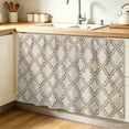 Beige Moroccan Cabinet Curtains for Shelves, Geometric Abstract Art ...