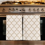 Beige Moroccan Kitchen Towels Set of 1, Morocco Geometric Quatrefoil ...