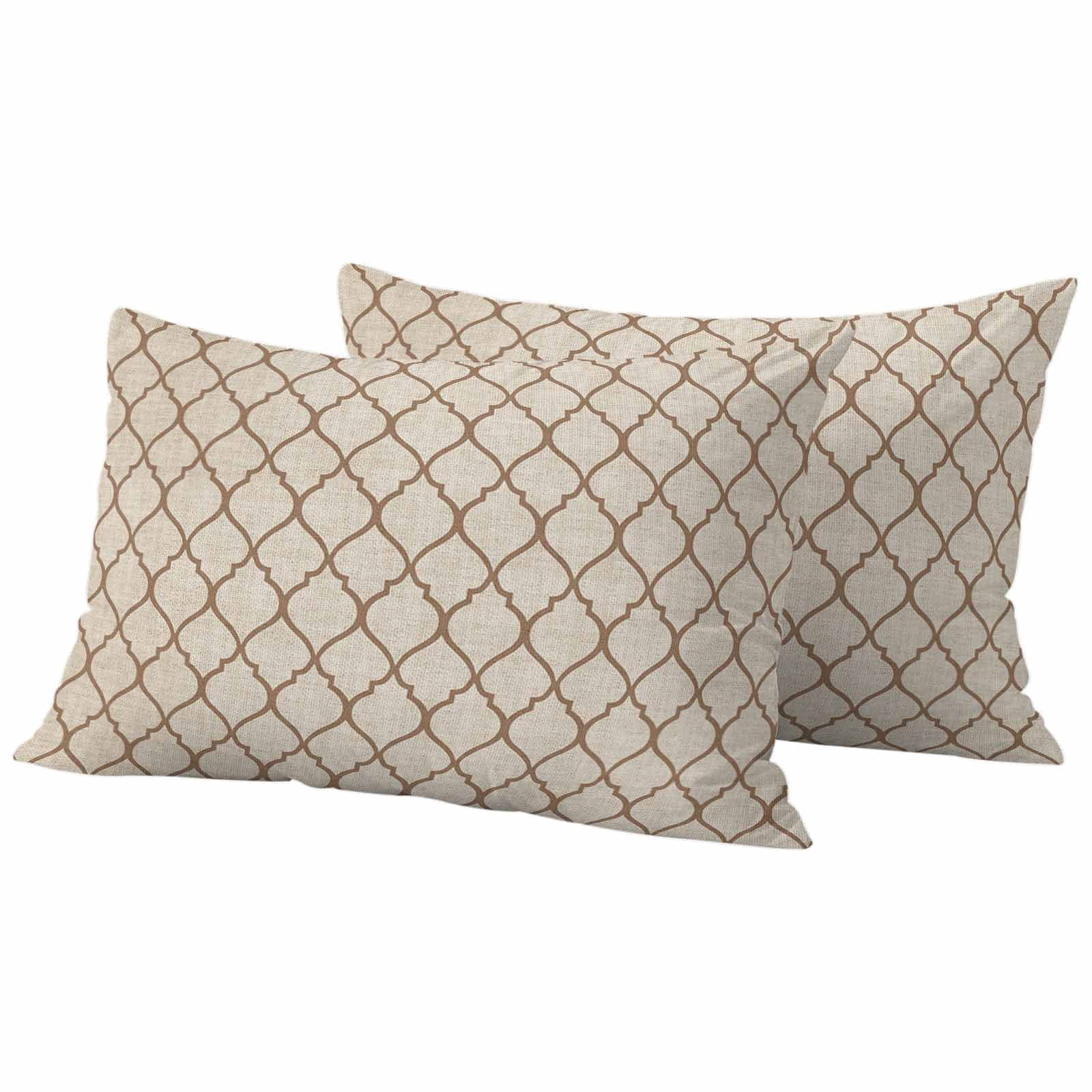 Beige Morocco Pattern Outdoor Pillow Covers 20"x12" Set of 2,Waterproof ...