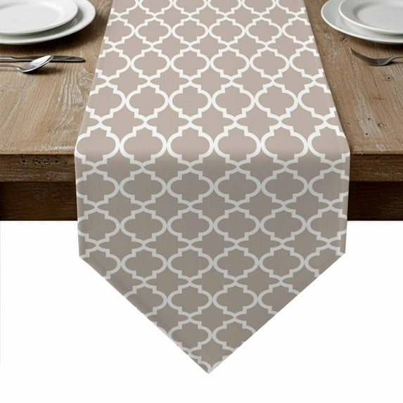 Beige Moroccon Table Runner Linen Burlap Table Runner 72 Inches Long ...