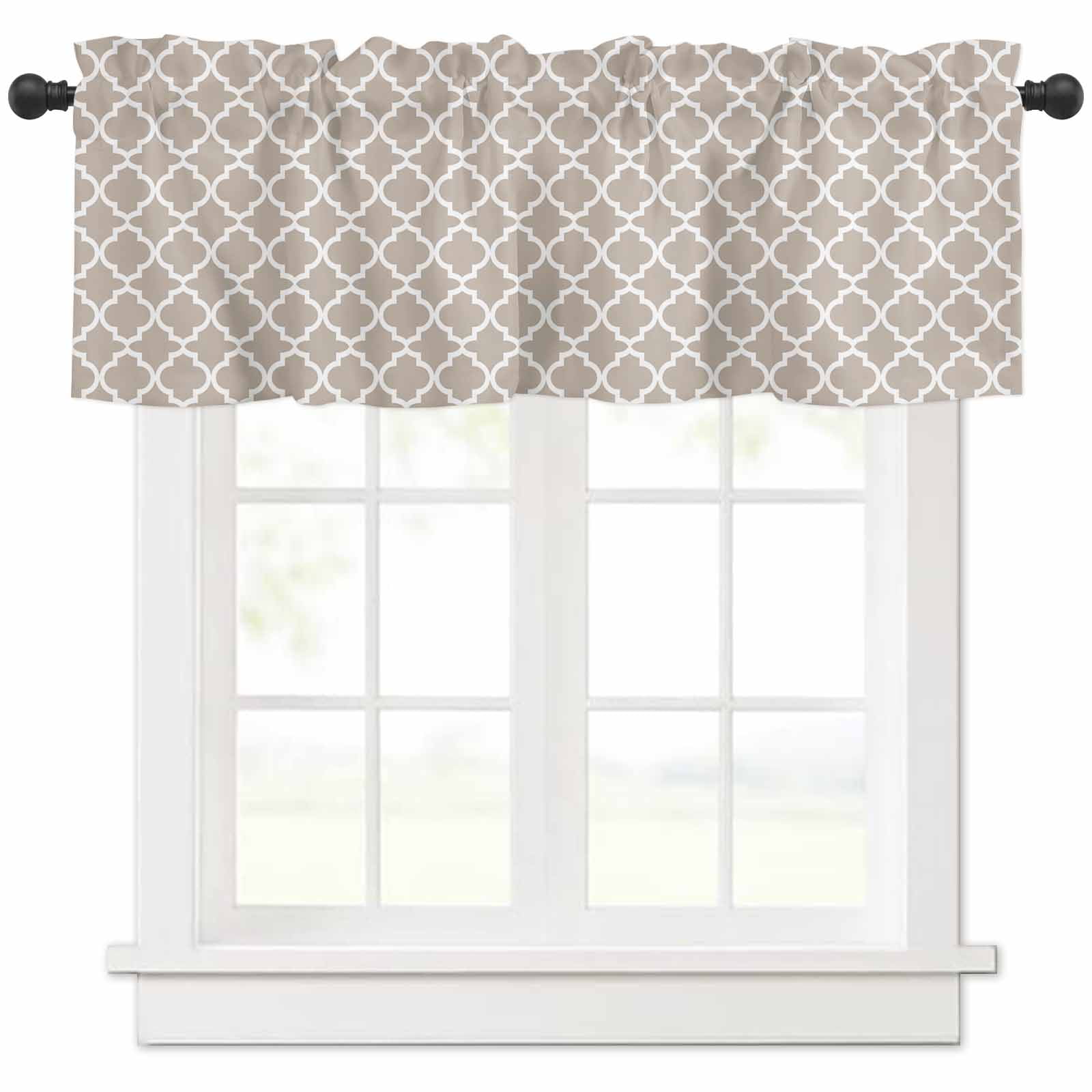 Beige Moroccon Valances for Windows Farmhouse Kitchen Curtains Valances ...