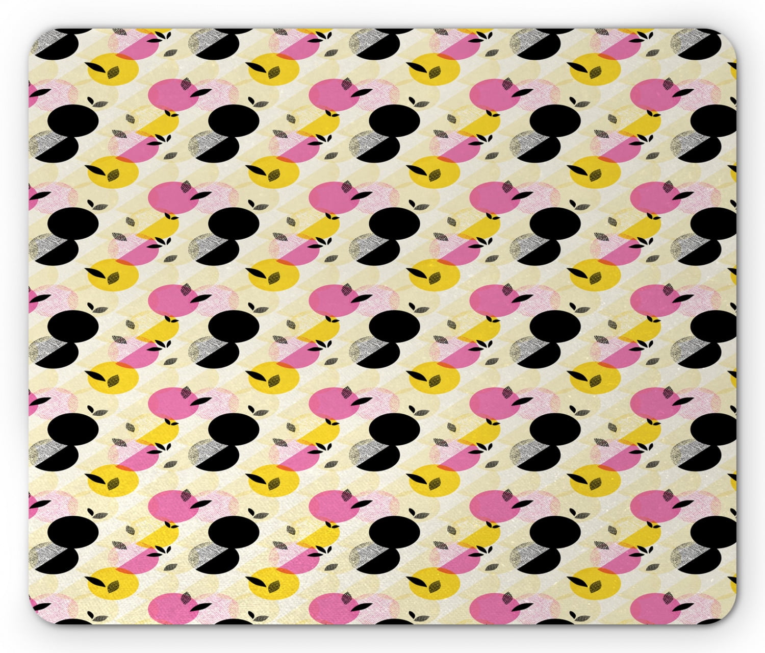 Beige Mouse Pad, Colorful Round Sketchy Fruit Like Motifs in Diagonal ...
