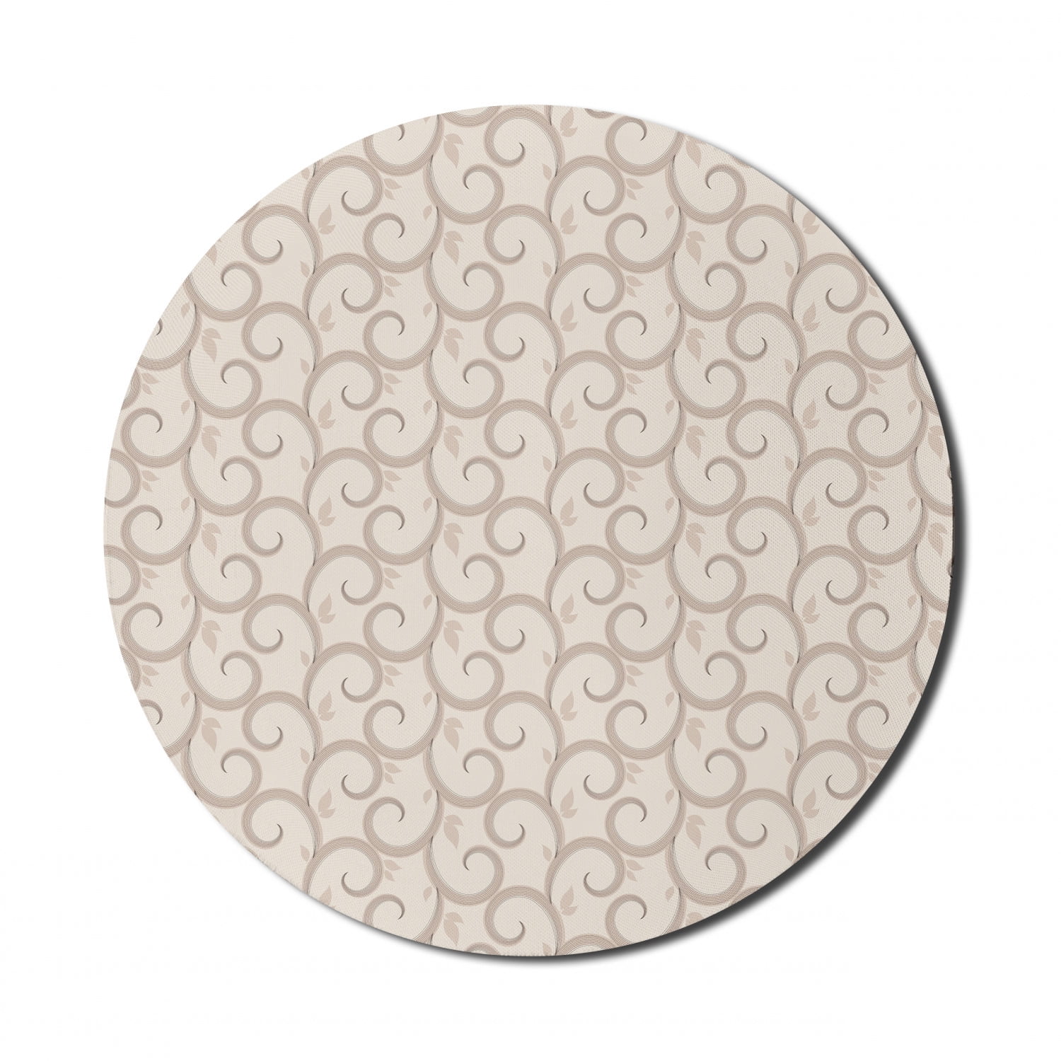 Beige Mouse Pad for Computers, Swirling Leaves Motifs Regular Curved ...