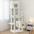 Beige Multi-Level Cat Tree with Unique Cat House, Hammock, Scratching ...