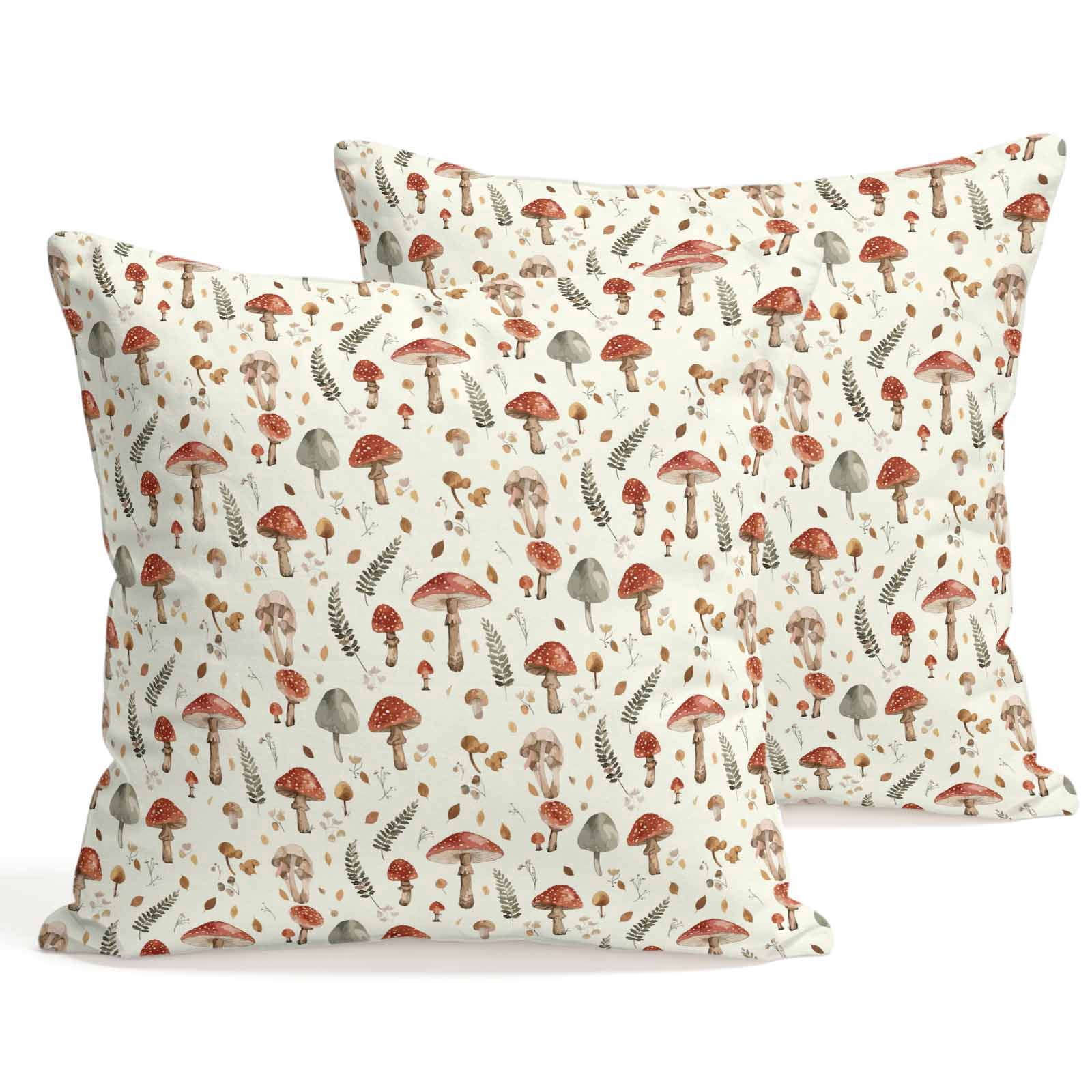 Beige Mushroom Throw Pillow Covers 20 x 20 Inch Pillow Covers Set of 2 ...