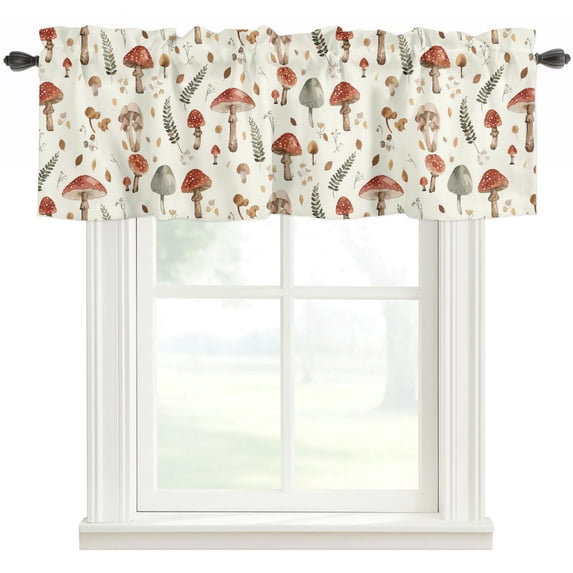 Beige Mushroom Valances for Windows Farmhouse Kitchen Curtains Valances ...