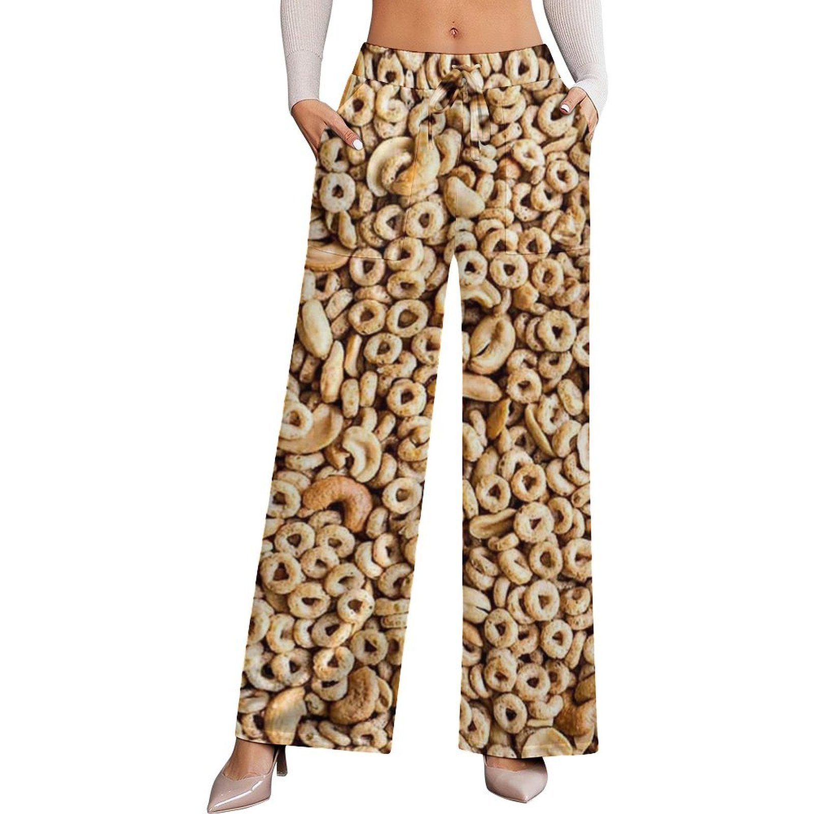 Beige Oat Cereal for A Healthy Cereal Women's Casual Wide Leg Pants ...