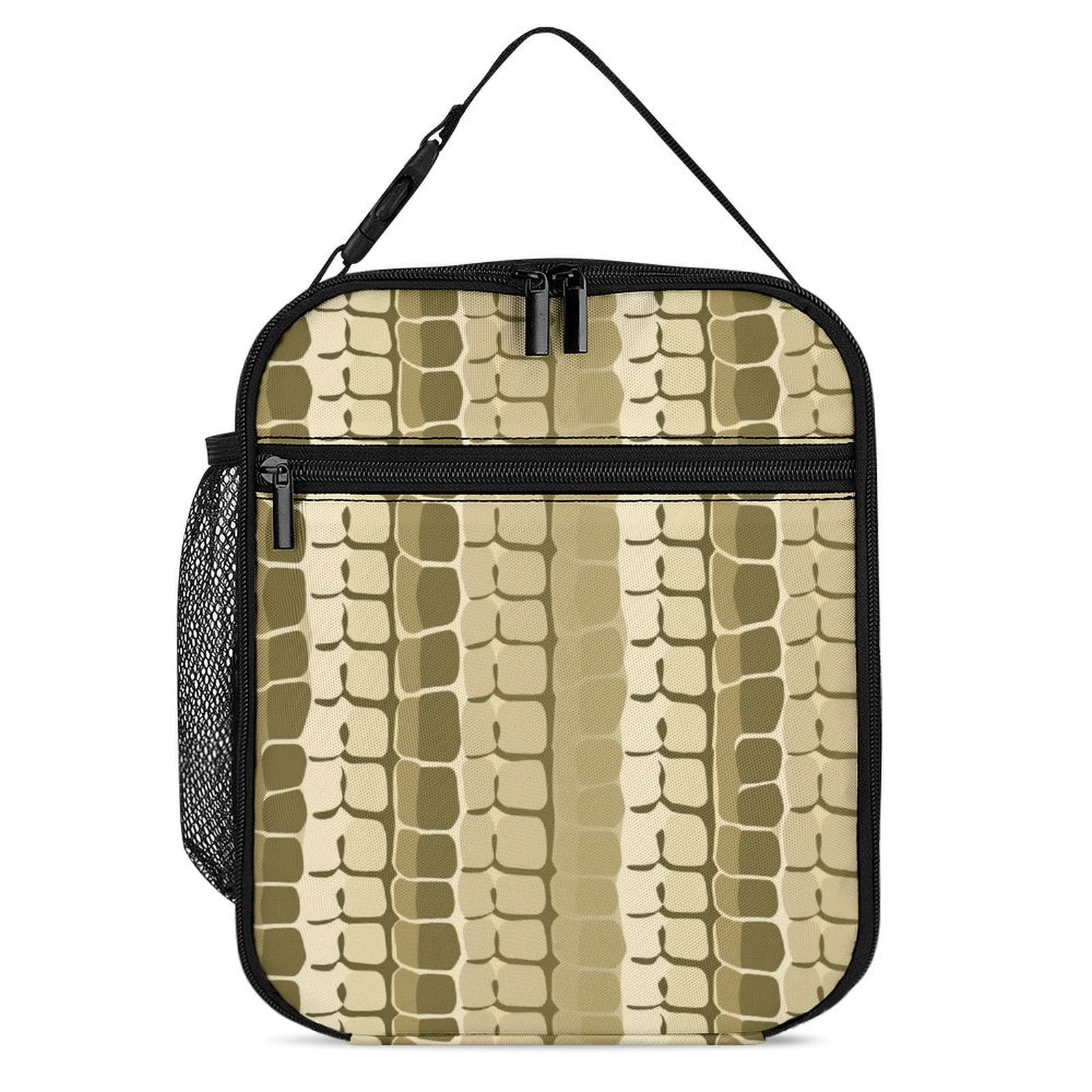 Beige Olive Reptile Skin Lunch Bag Cooler Warm Insulated Lunch Box ...