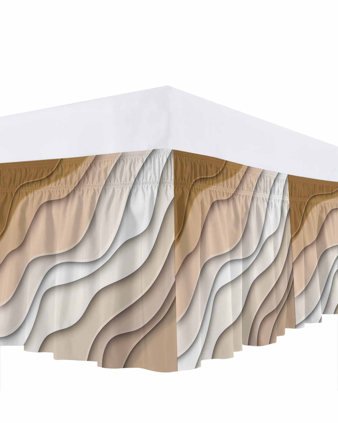Beige Ombre Bed Skirt Queen Size, Modern Geometric Abstract Aesthetic ...
