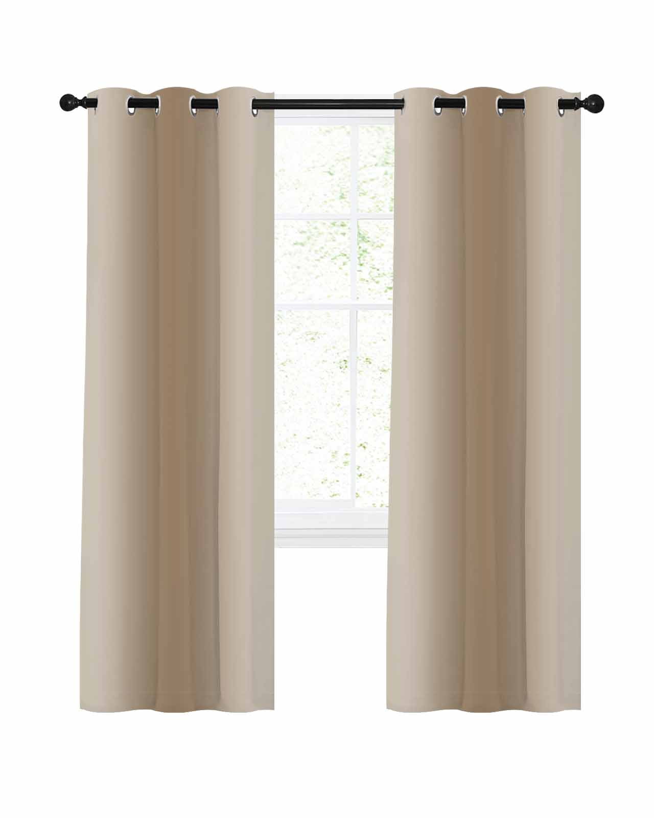 Beige Ombre Blackout Curtain 45 Inch Length 2 Panels Set, Khaki Modern ...