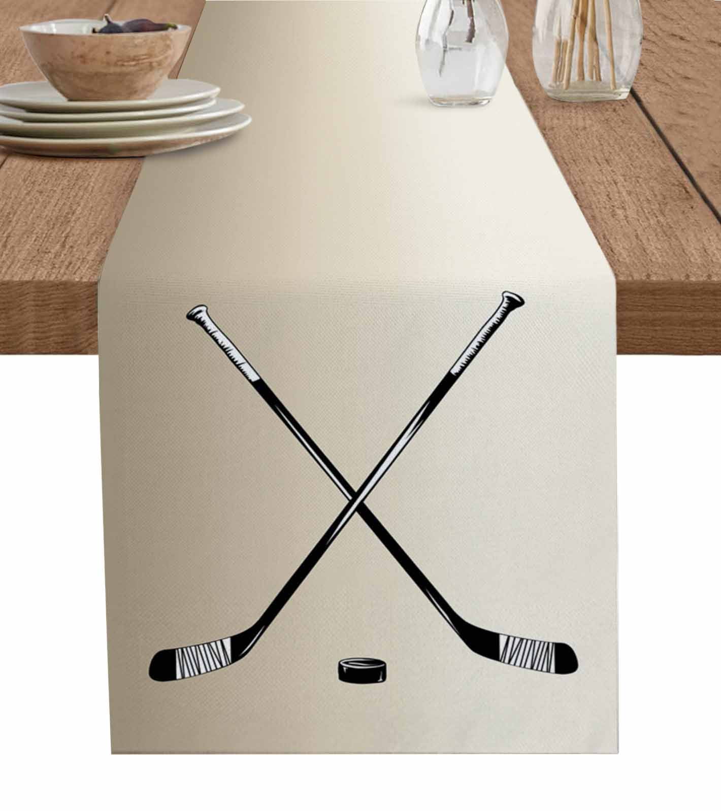 Beige Ombre Burlap Cotton Table Runner 13x72 Inches Long, Black Hockey ...