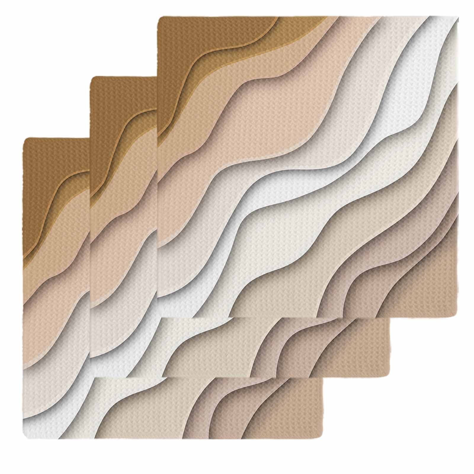 Beige Ombre Dish Towels Set, Waffle Weave Kitchen Towels 3 Pieces ...
