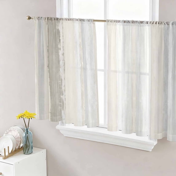 Beige Ombre Sheer Curtains for Living Room Bedroom Vintage Modern ...