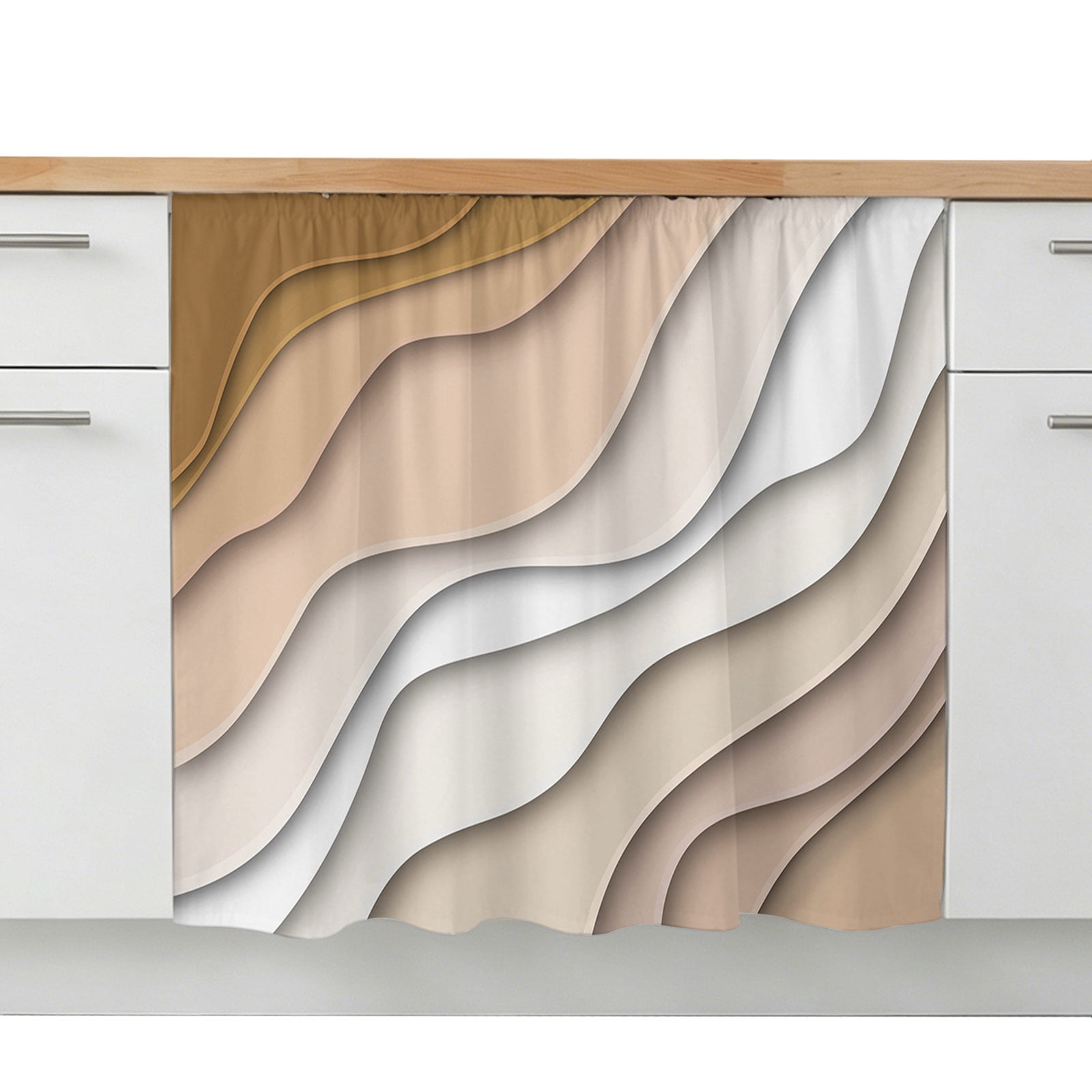 Beige Ombre Sink Skirt 11"W x 13"L,Dustproof Under Sink Curtain Skirt ...