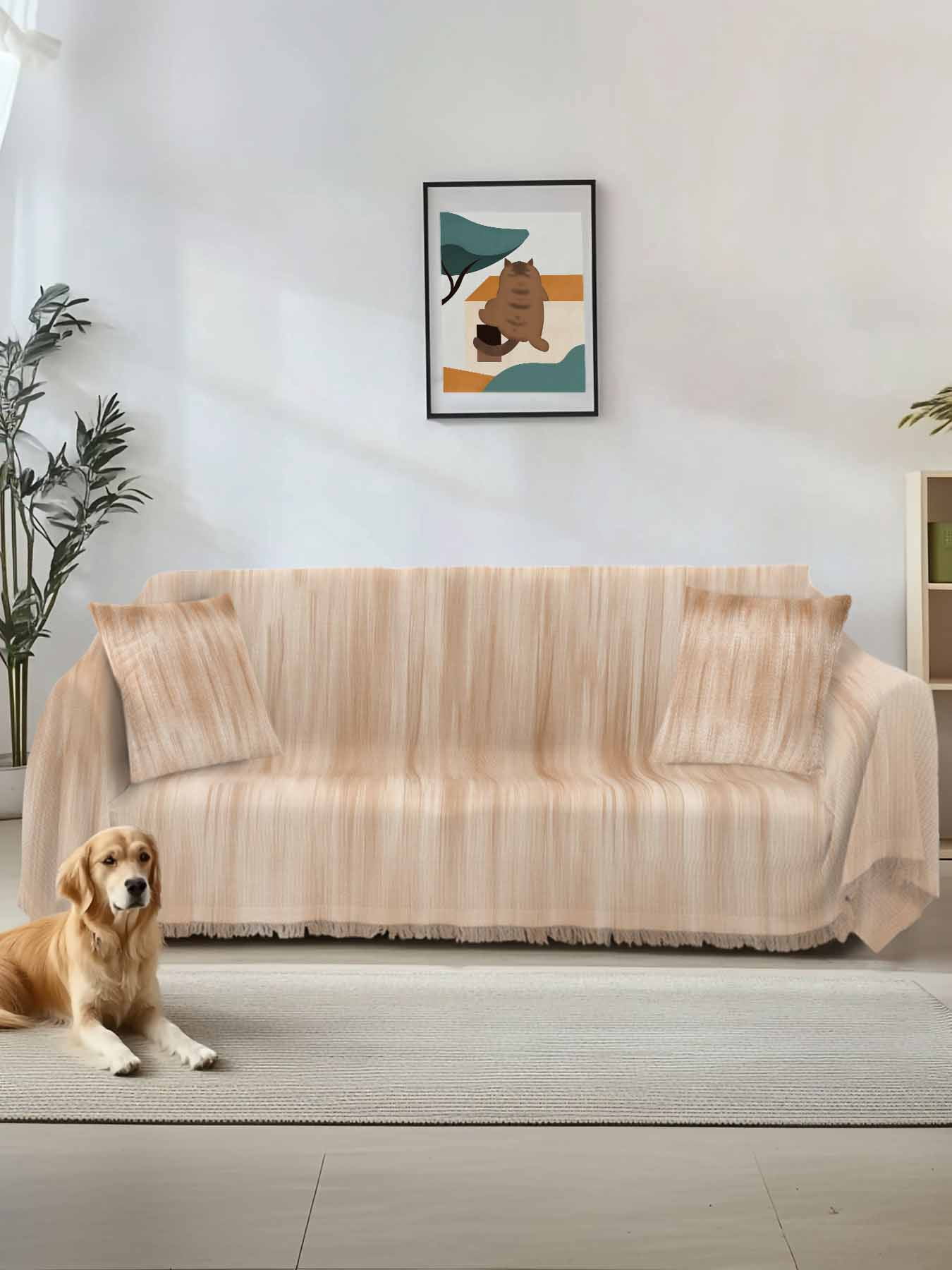 Beige Ombre Sofa Covers for 2-3 Cushion Couch L-Shaped Sectional ...