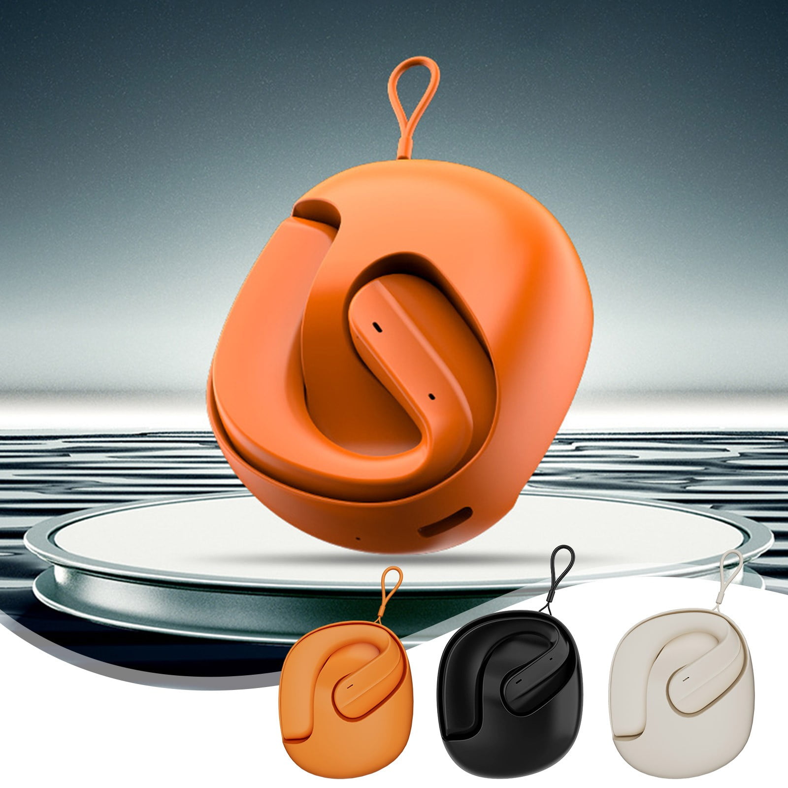 Beige & Orange Bluetooth 5.3 Earphones, Non In-Ear Open Ear Wireless ...