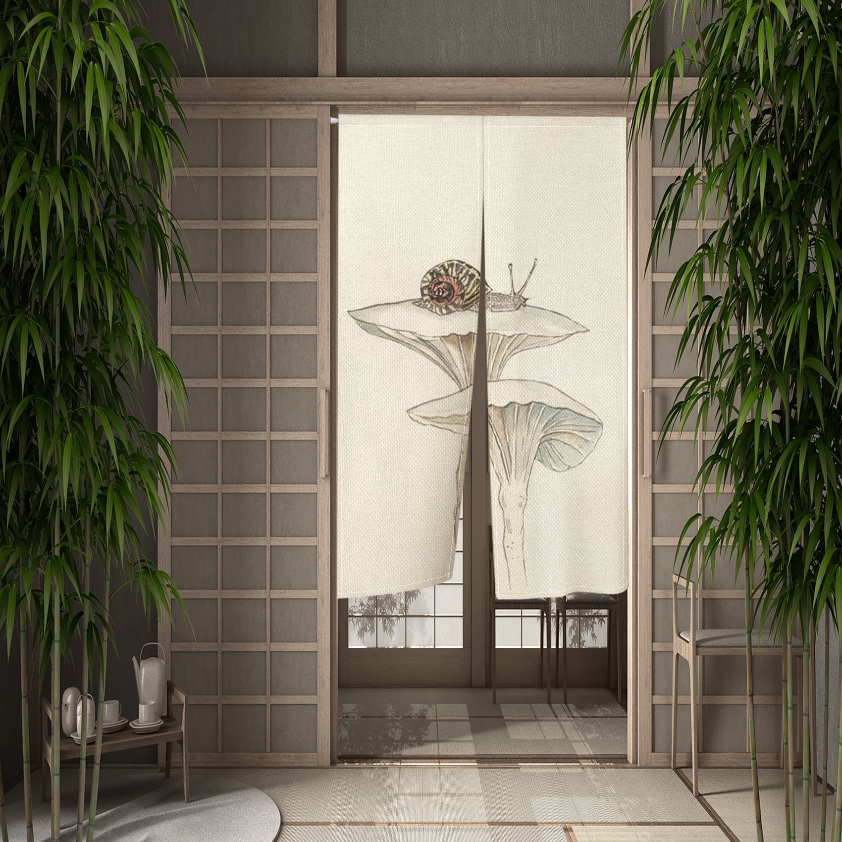 Beige Orange Japanese Door Curtain Noren Pure Colour Simple Room ...
