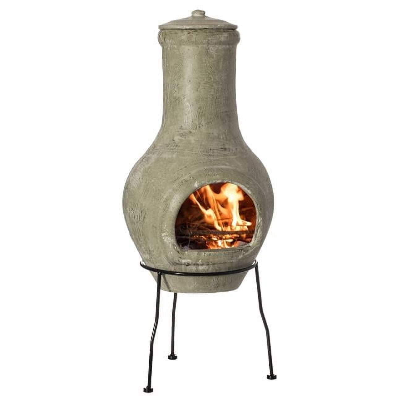 Beige Outdoor Clay Chiminea Outdoor Fireplace Scribbled Design Charcoal ...