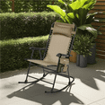 Beige Outdoor Rocking Lounge Chair With Backrest, Armrests, Pillow ...