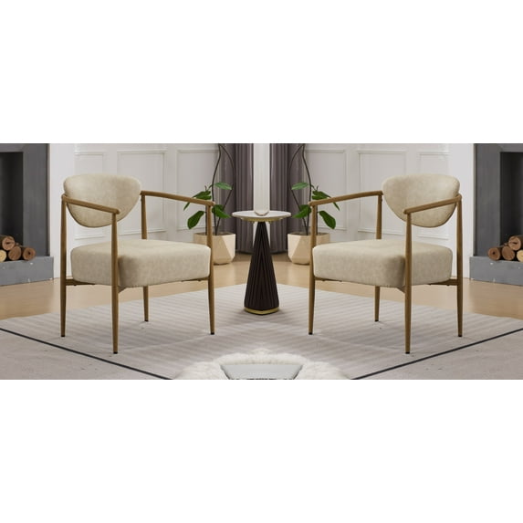 Beige PU color dining room chair, living room chair, bedroom chair 2 ...