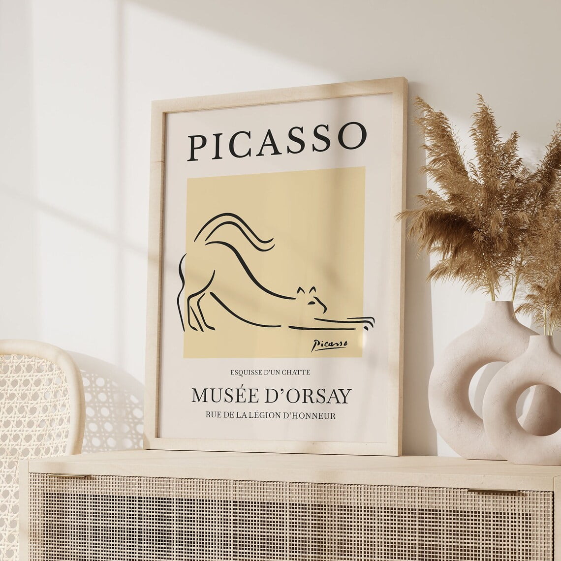 Beige Pablo Picasso Print, Pablo Picasso The Cat Poster, Exhibition ...