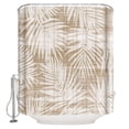 Beige Palm Leaves Bathroom Shower Curtains with 12 Hooks Polyester ...