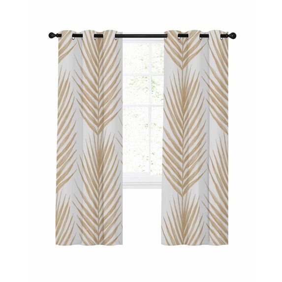 Beige Palm Leaves Blackout Curtains for Bedroom Living Room, Summer ...