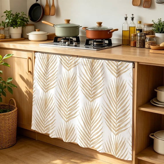 Beige Palm Leaves Cabinet Curtains for Kitchen 35"W x 35"L, Summer ...