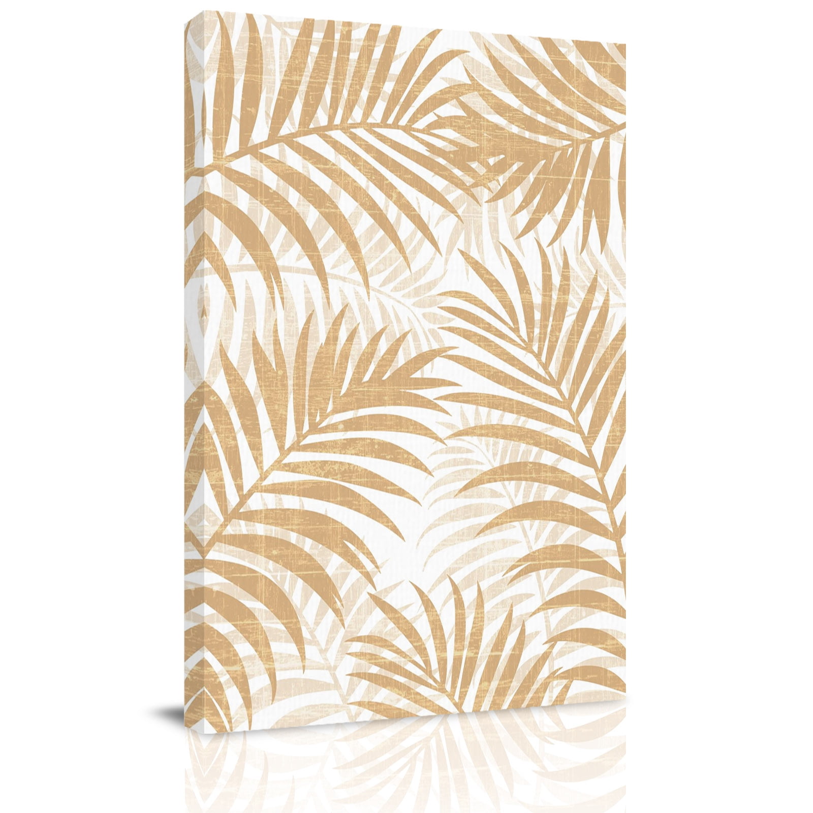 Beige Palm Leaves Canvas Wall Art for Living Room, Summer Botanical ...