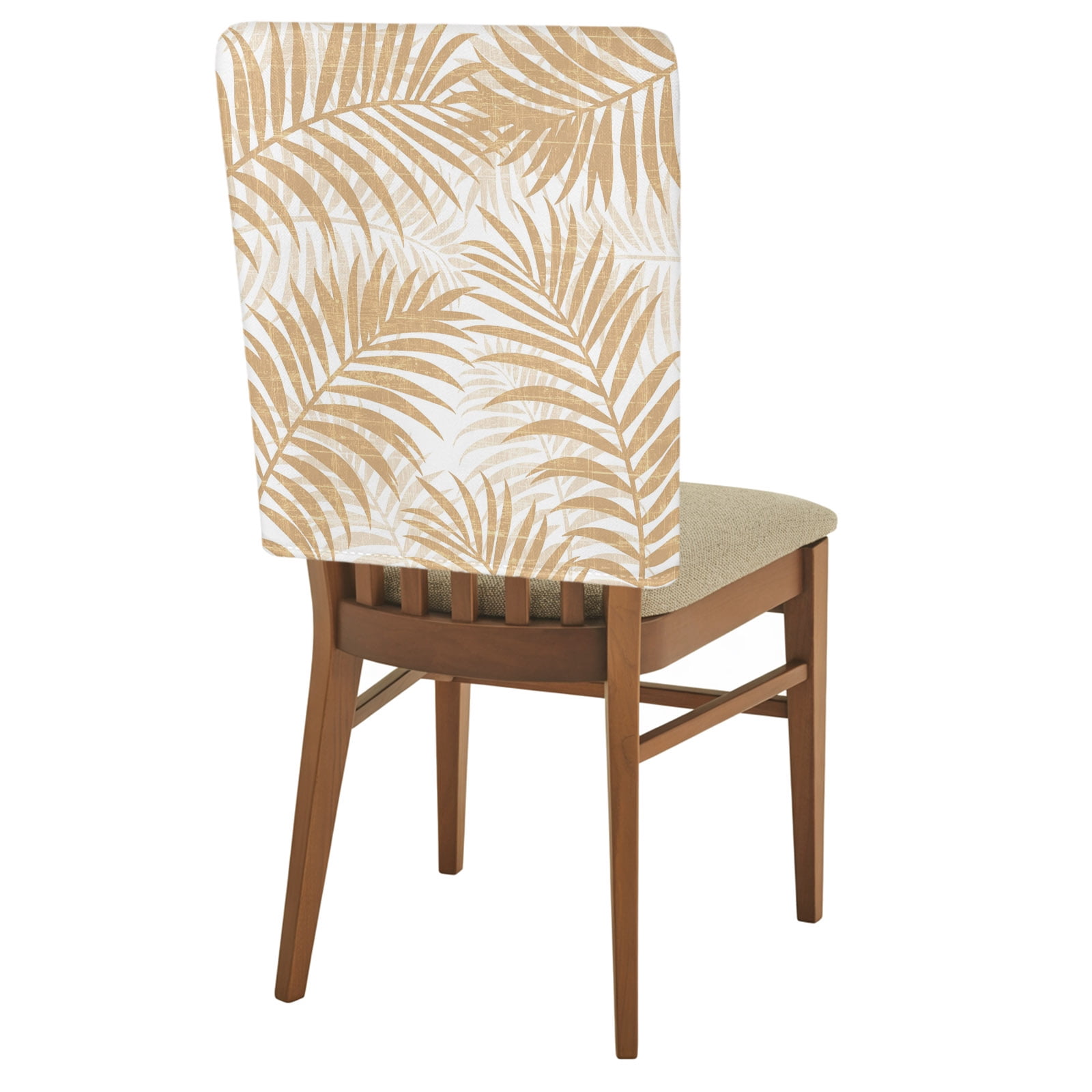 Beige Palm Leaves Chair Back Covers Set of 1, Summer Botanical Tropical ...