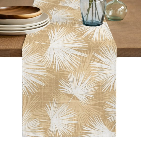 Beige Palm Leaves Coastal Table Runner 36 Inches Long,Summer Tropical ...