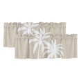 Beige Palm Tree 2 Panels Kitchen Valance, Summer Tropical Beach Country ...