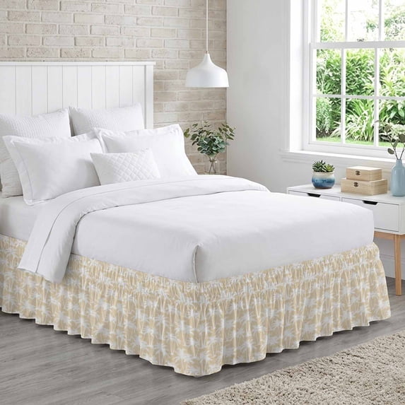 Beige Palm Tree Bed Skirt California King Size 16 Inch Drop, Summer ...