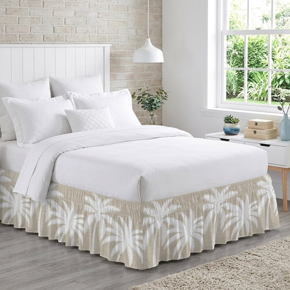 Beige Palm Tree Bed Skirt California King Size 18 Inch Drop, Summer ...
