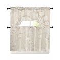 Beige Palm Tree Kitchen Curtains Set for Windows 3 Piece Cafe Curtains ...