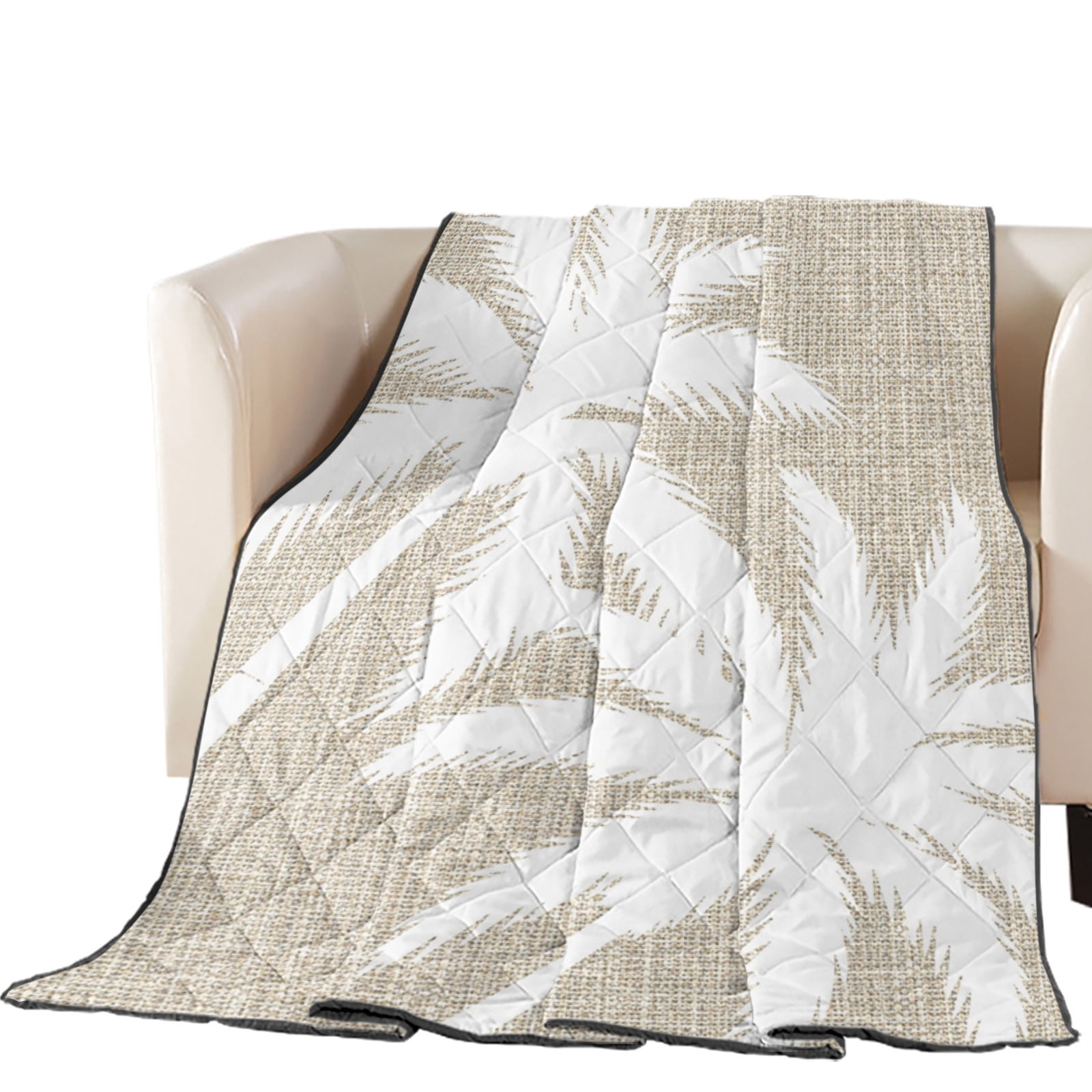 Beige Palm Tree Quilted Comforters Cooling Blanket Full Size, Summer ...