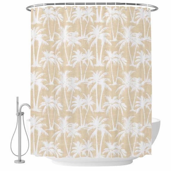 Beige Palm Tree Shower Curtain for Bathroom, Summer Tropical Country ...