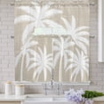 Beige Palm Tree Swag Valance and Tier Set of 3, Summer Tropical Beach ...