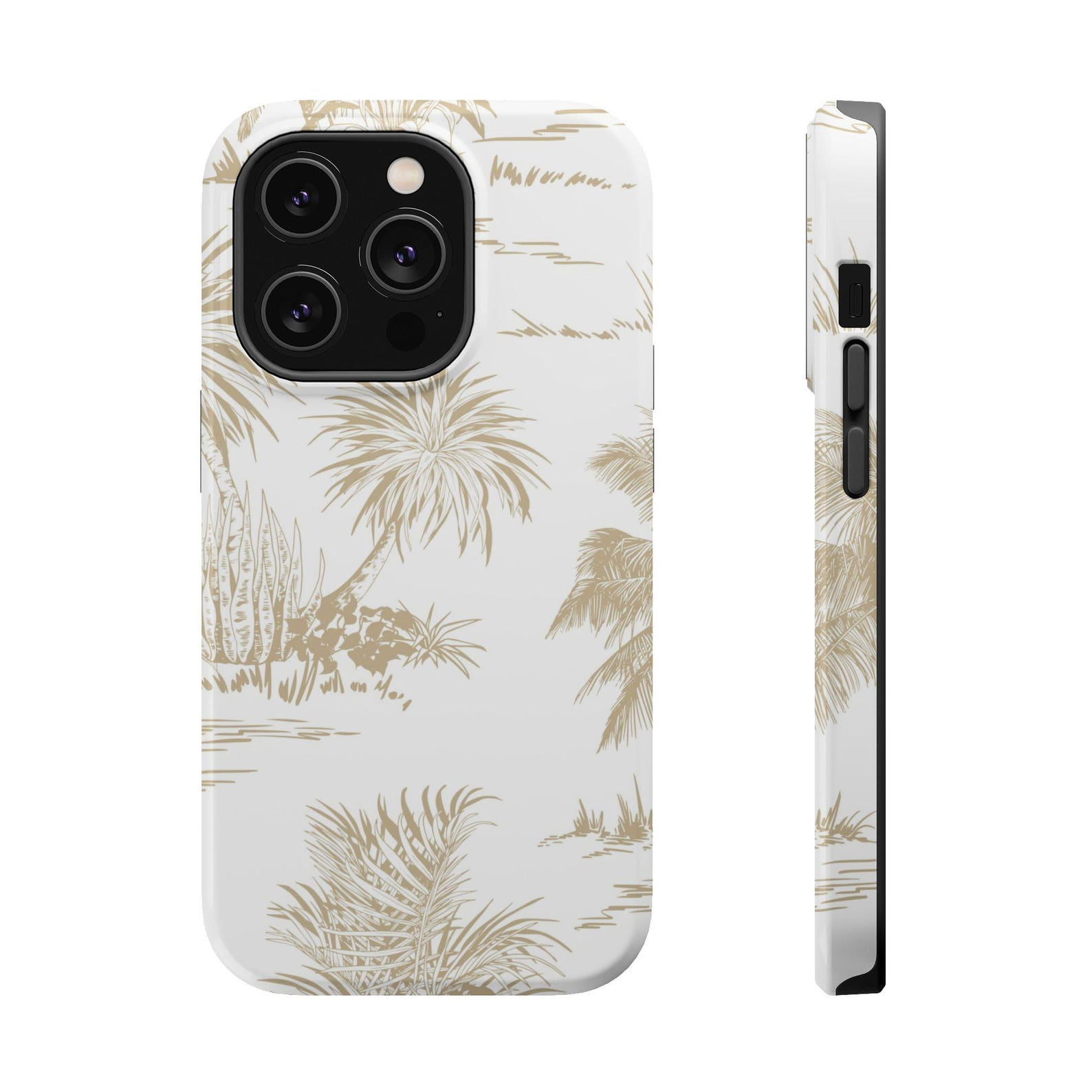 Beige Palm Tree Tropical Magnetic Protective Phone Case for iPhone 12 ...