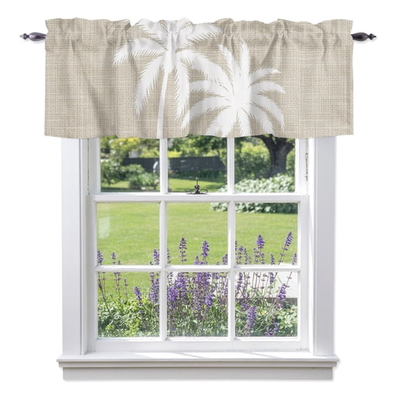 Beige Palm Tree Valances for Windows Summer Tropical Beach Country Tree ...
