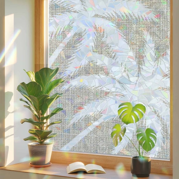 Beige Palm Tree Window Privacy Film, Summer Tropical Beach Country Tree ...