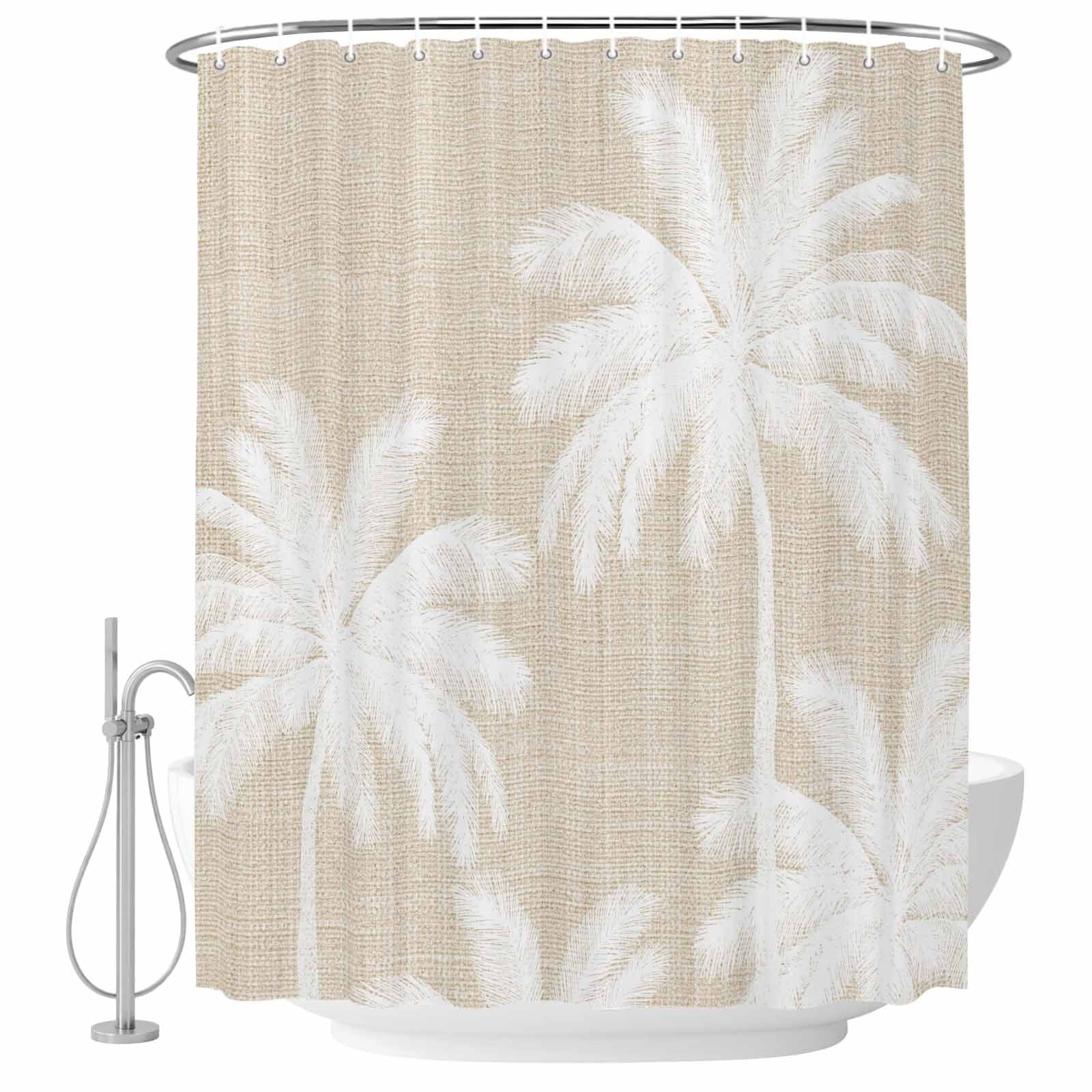 Beige Palm Trees Shower Curtain for Bathroom, Summer Beach Tropical ...
