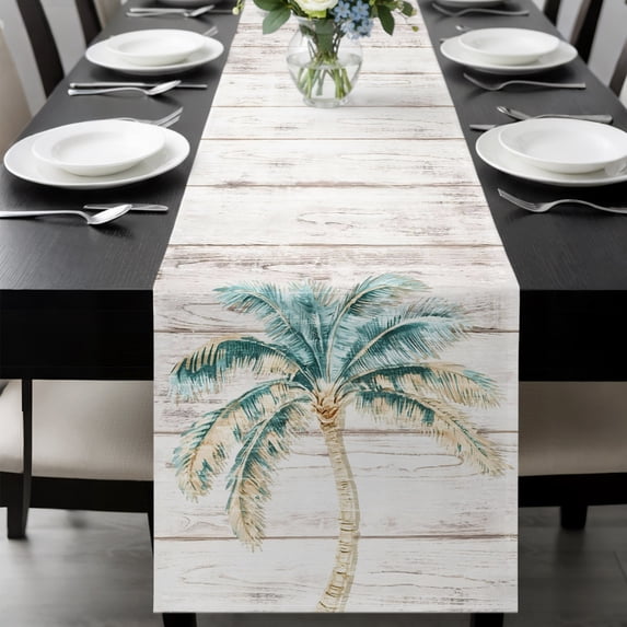 Beige Palm Trees Table Runner 48 Inches,Short Dining Table Runners ...