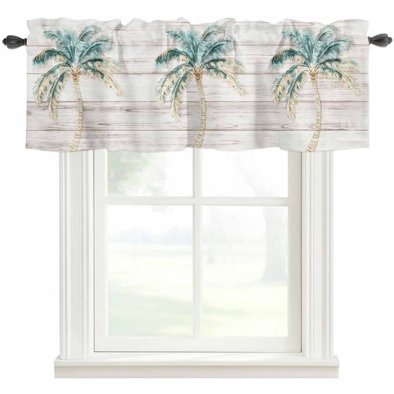 Beige Palm Trees Valances for Windows Farmhouse Kitchen Curtains ...