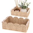 Beige Paper Rope Scalloped Edge Storage Baskets Set of 2 - Walmart.com