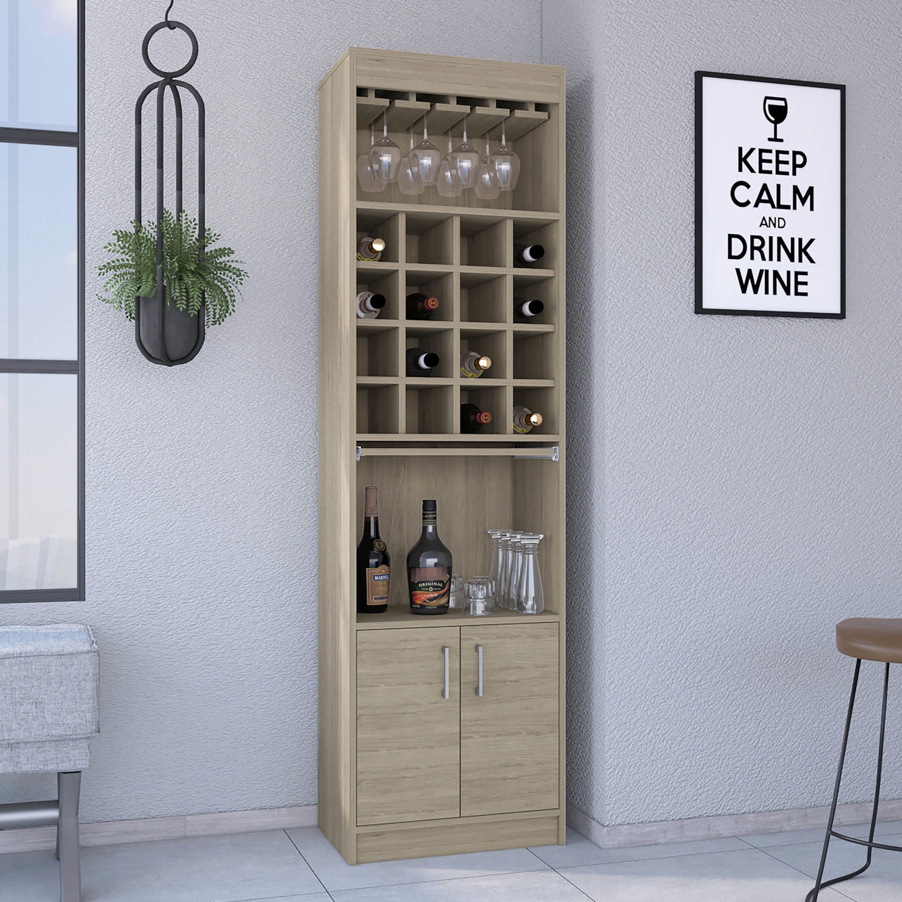 Beige Particle Board Bar Cabinet+Double Door Design" - "Modern Home Bar ...