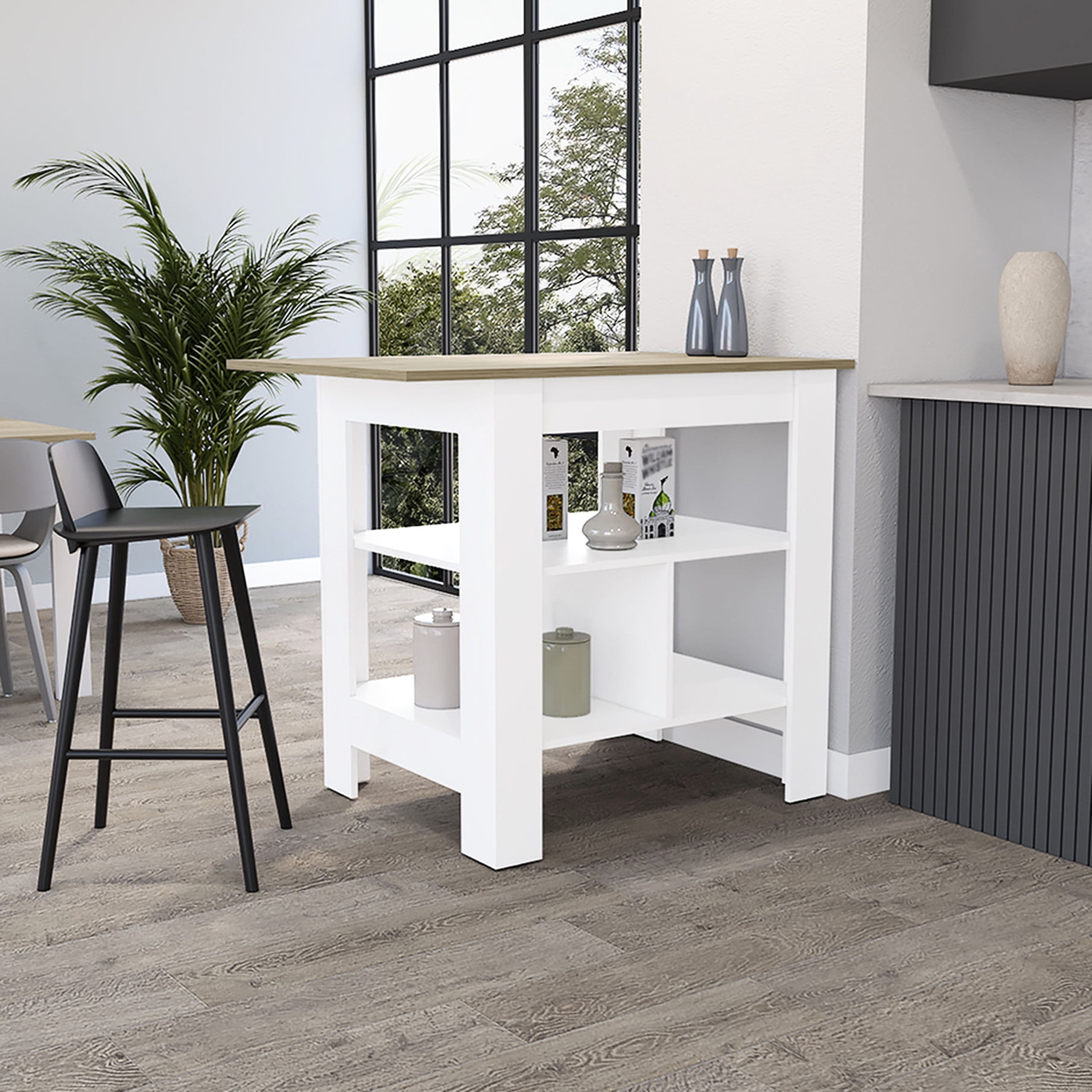 Beige Particle Board Kitchen Island, Contemporary Look, Wide Workspace ...